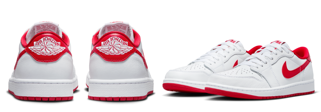 Air Jordan 1 Low ‘White and University Red’ - JD Sports US